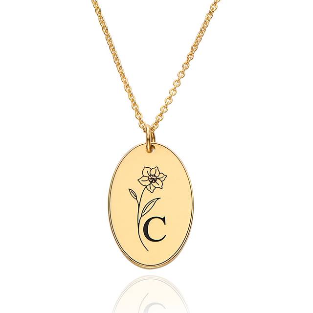Prairie Birth Flower Initial Necklace in 18K Gold Plating | My Name Necklace Canada