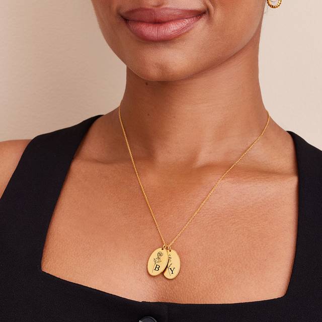 Prairie Birth Flower Initial Necklace in 18K Gold Plating | My Name ...