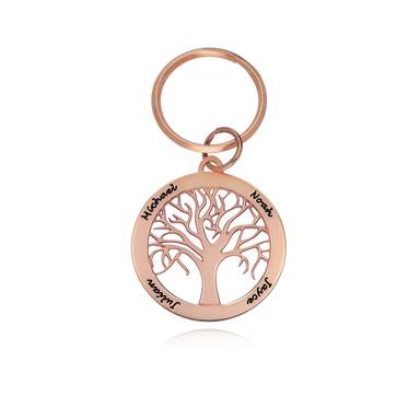 Personalized Family Tree Keychain in 18K Rose Gold Plating | My Name ...