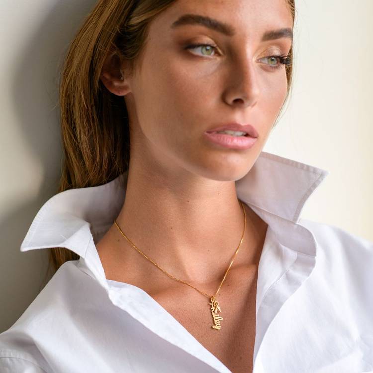 Vertical Cursive Name Necklace in 18K Gold Plating | My Name Necklace ...