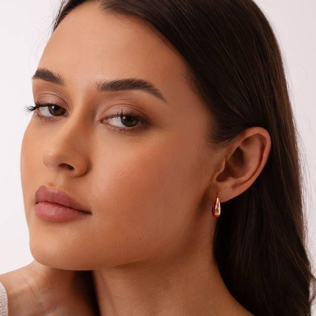 Vienna Waterdrop Huggies in 18K Rose Gold Plating | My Name Necklace Canada