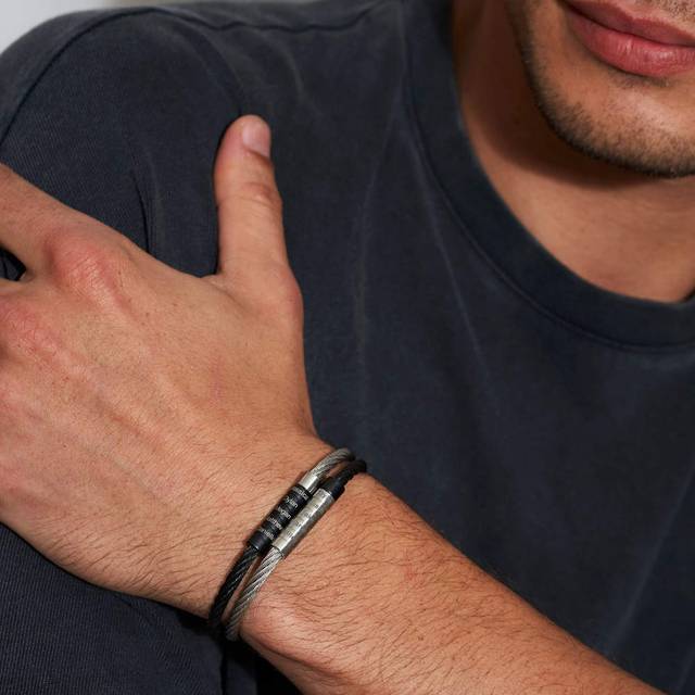 Engraved Twisted Cable Men Bracelet in Matte Stainless Steel | My Name ...