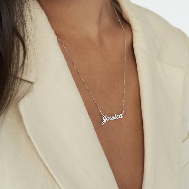 Hollywood Small Name Necklace in 10K Solid White Gold | My Name ...