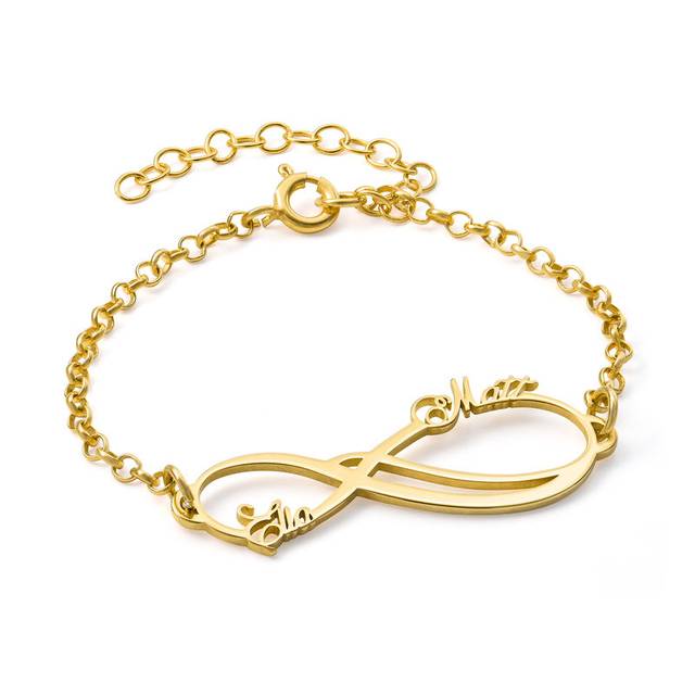 Infinity 2 Names Bracelet in 18K Gold Plating | My Name Necklace Canada