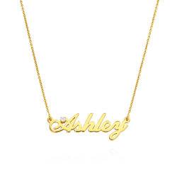 Hollywood Small Name Necklace with 0.05 CT Diamond in 18K Gold Plating ...