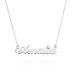 Hollywood Small Name Necklace with 0.05 CT Diamond in Sterling Silver ...
