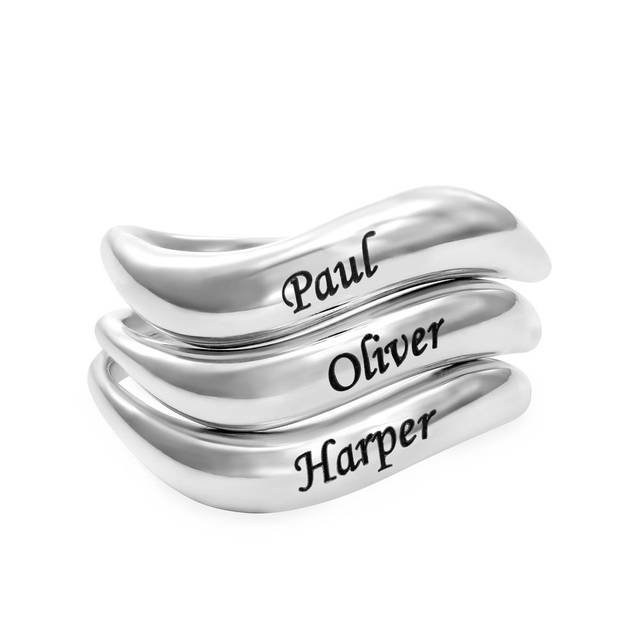 Stackable Wavy Name Ring in Sterling Silver | My Name Necklace Canada