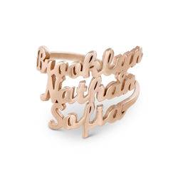 Script Triple Name Ring in 18K Rose Gold Plating | My Name Necklace Canada